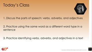Parts of Speech Verbs, Adverbs, and Adjectives | PDF