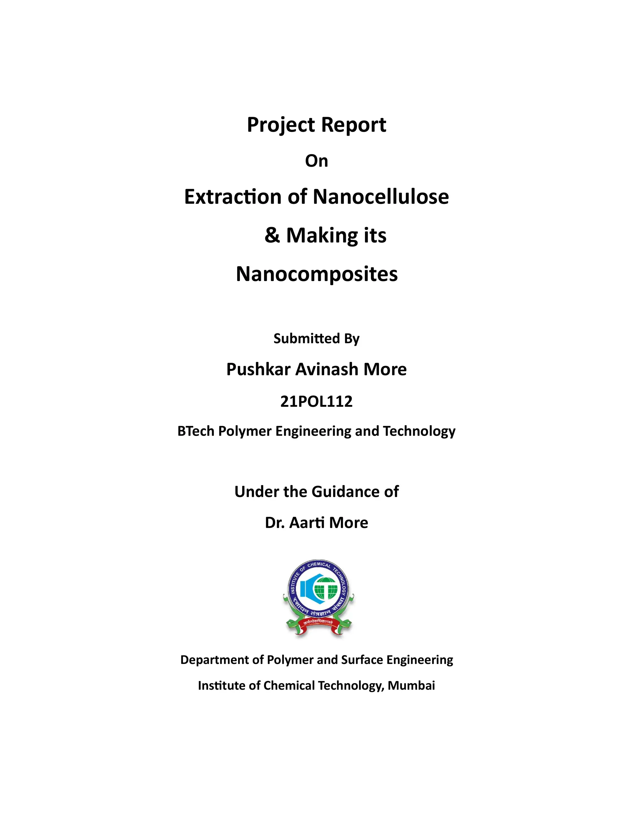 21POL112_ProjectReport extraction of nanocellulose and making its ...