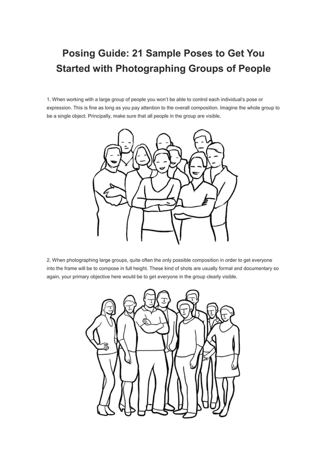Guía de 21 poses para grupos de personas (Fotografía) | PDF