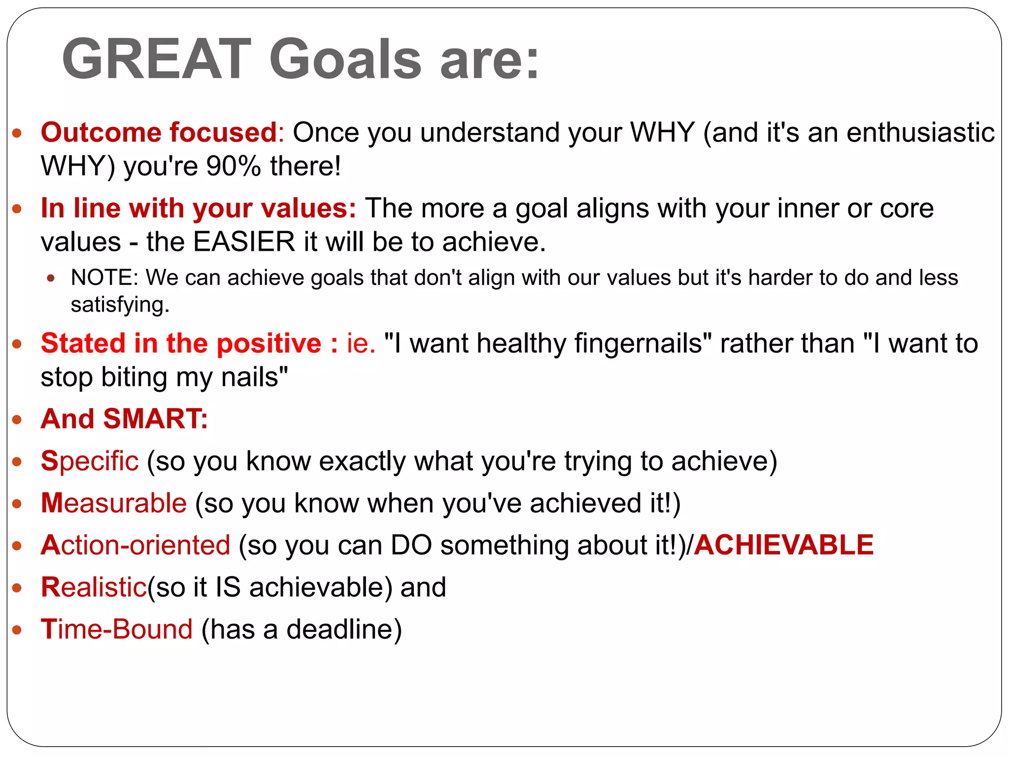21 questions for extra ordinary goal setting | PPT