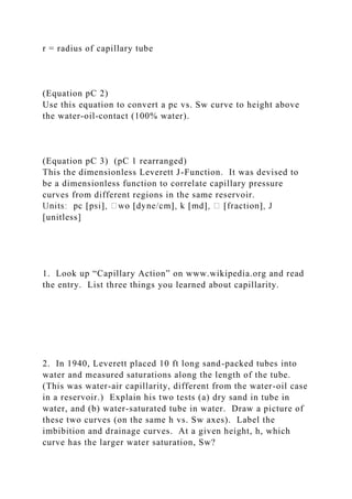 21 Rock Fluid Interactions Capillary Rise, Capillary Pressure, J.docx