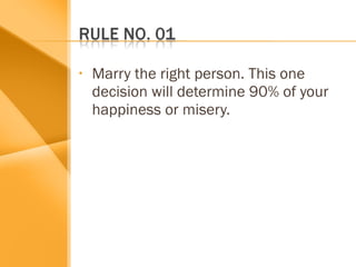 21 Rules Of Life | PPS | Single Life | Family and Relationships