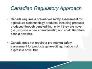 Canadian Regulatory Aspects of Gene Editing Technologies - Christine ...