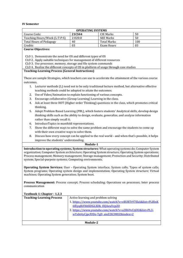 21scheme vtu syllabus of visveraya technological university | PDF