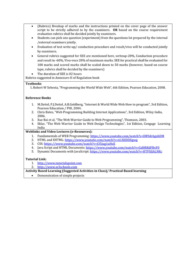 21scheme vtu syllabus of visveraya technological university | PDF