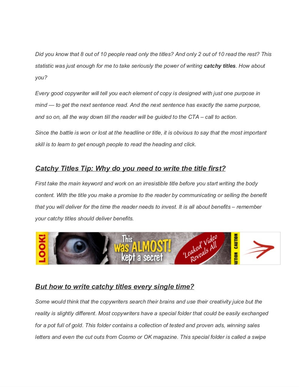 21 Secrets Of Writing Catchy Titles