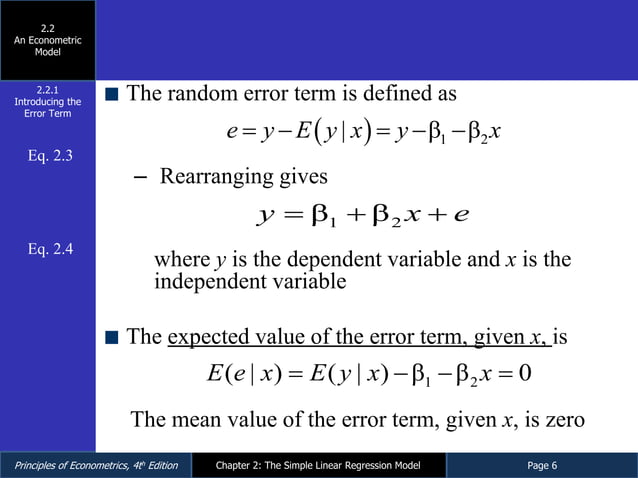 2 1 Simple Linear Regression Model 1 Pptx