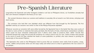 Pre-Spanish Literature, Spanish Literature | PPT