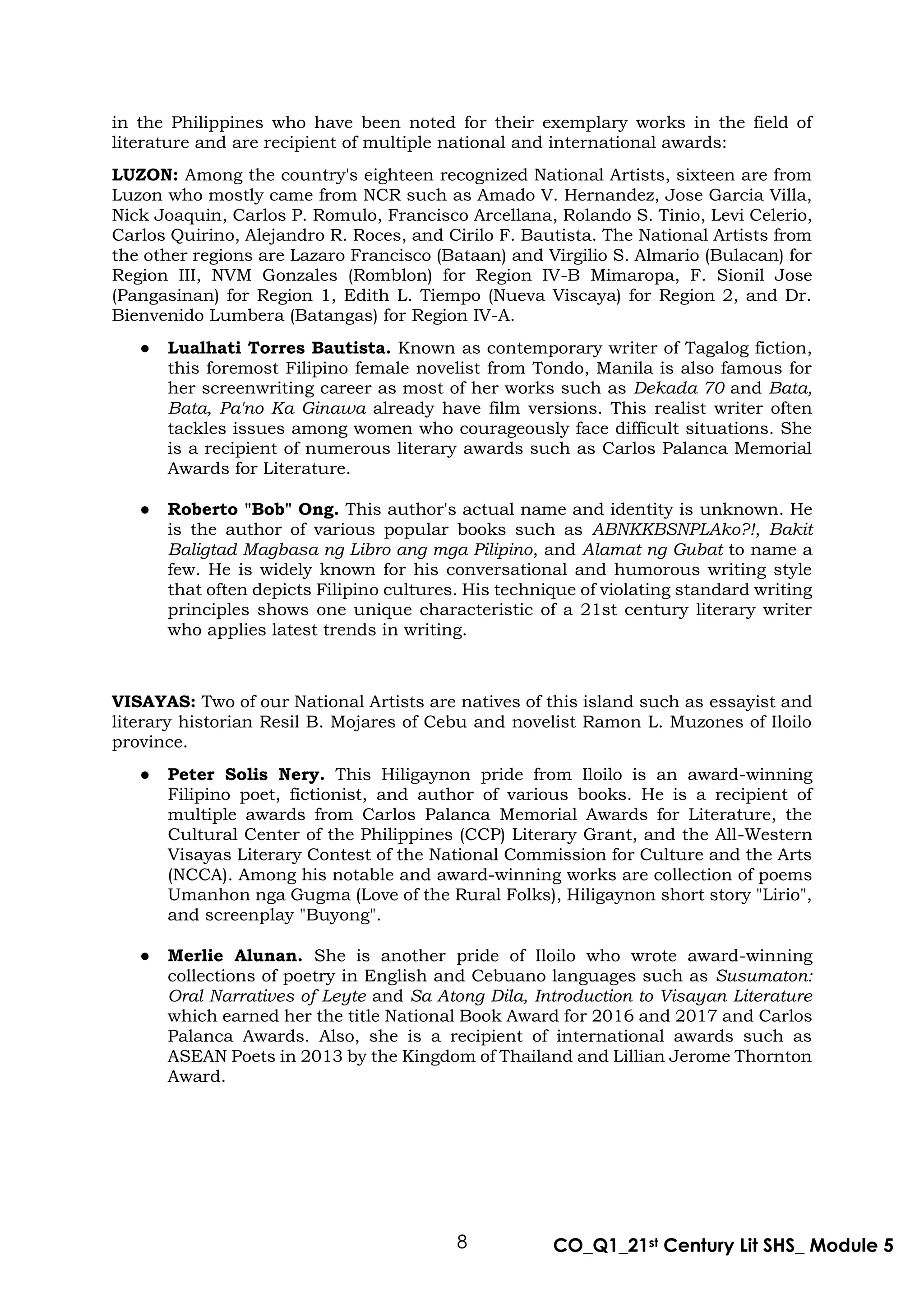 21st-Century-Lit-SHS_Q1_Mod5_The-Canonical-Authors-from-Regions ...