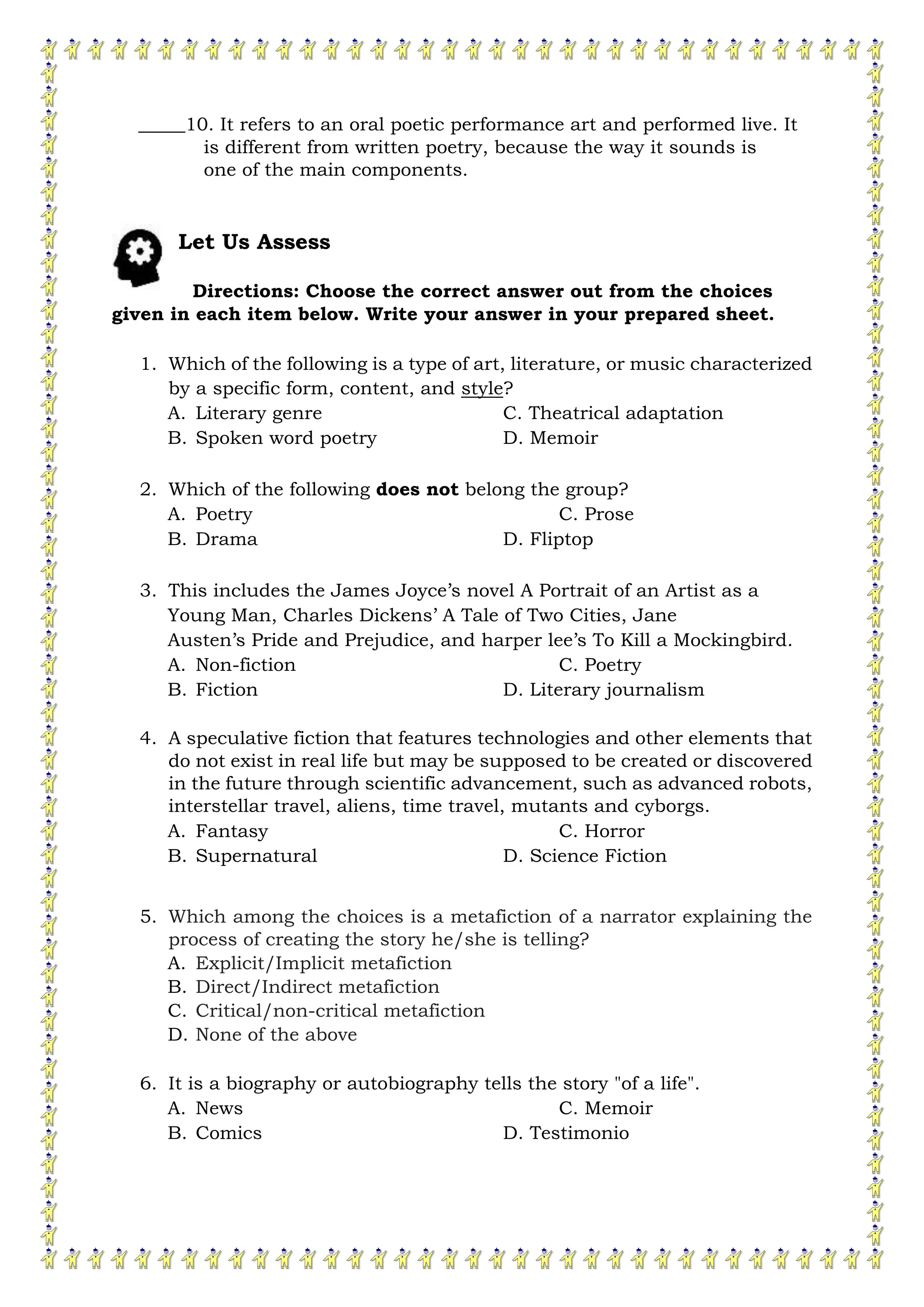 Literary Genres and their Elements, and Structures and Traditions from ...