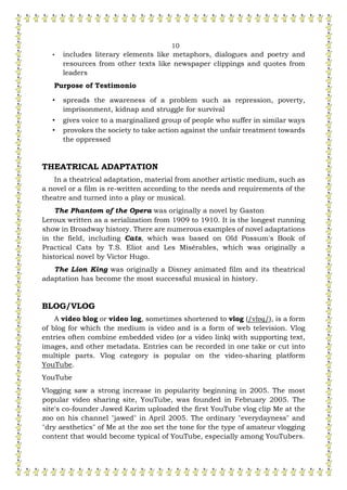 Literary Genres and their Elements, and Structures and Traditions from ...