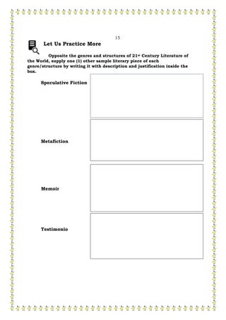 Literary Genres and their Elements, and Structures and Traditions from ...