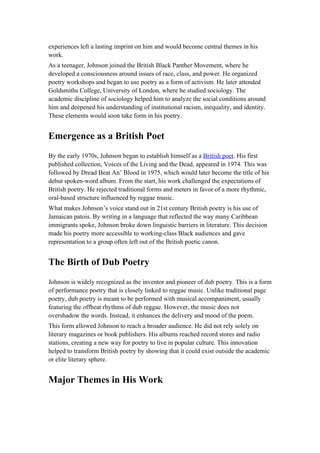 21st Century British Poet Linton Kwesi Johnson.docx