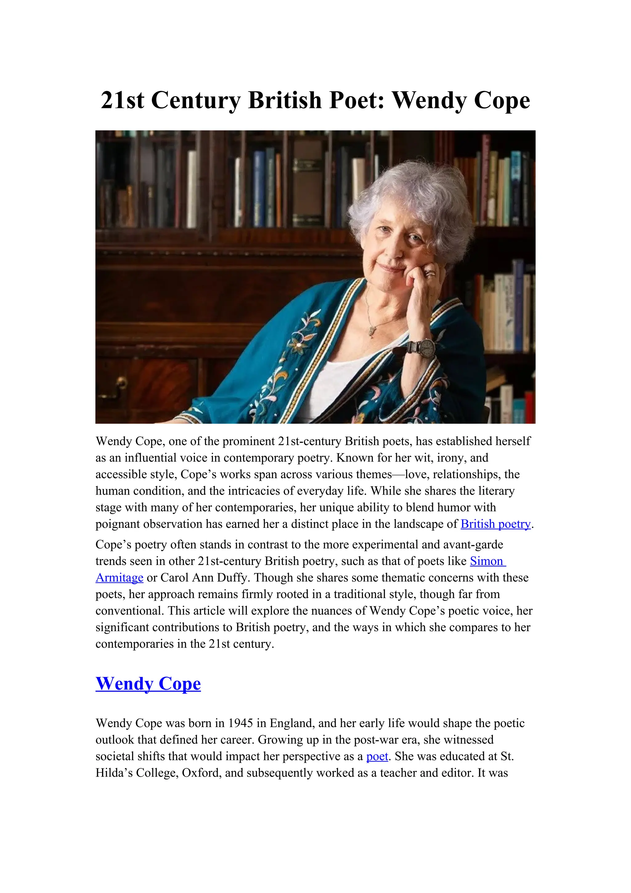 21st Century British Poet Wendy Cope.docx