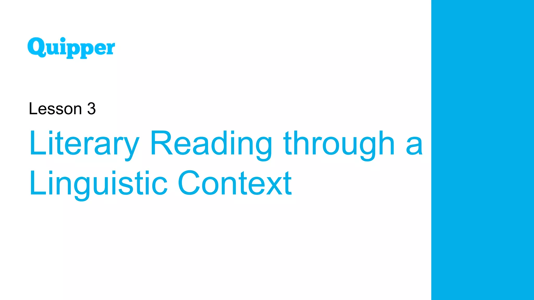 21st Century Literature_Unit 1_Lesson 3_Literary Reading Through a ...