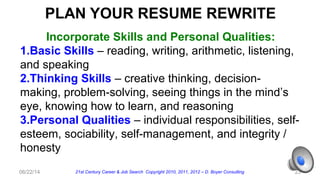 21st Century Job Hunting - Power Building Resumes with Pre-Writing ...