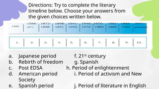 21stCentury literature from the region where the school is based in ...