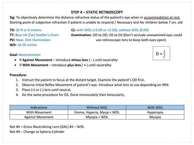 21 STEPS with PRELIMINARY TESTS Optometry | PDF