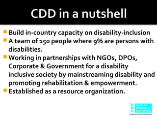 Centre for Disability in Development (CDD), Bangladesh | PPT