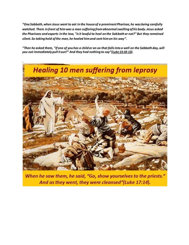 21st October 2016 - Miracles of Jesus Healing 10 men suffering from ...