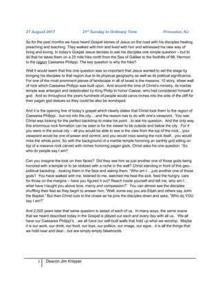 Homily: 21st Sunday in Ordinary Time, Cycle A 2017 | DOC