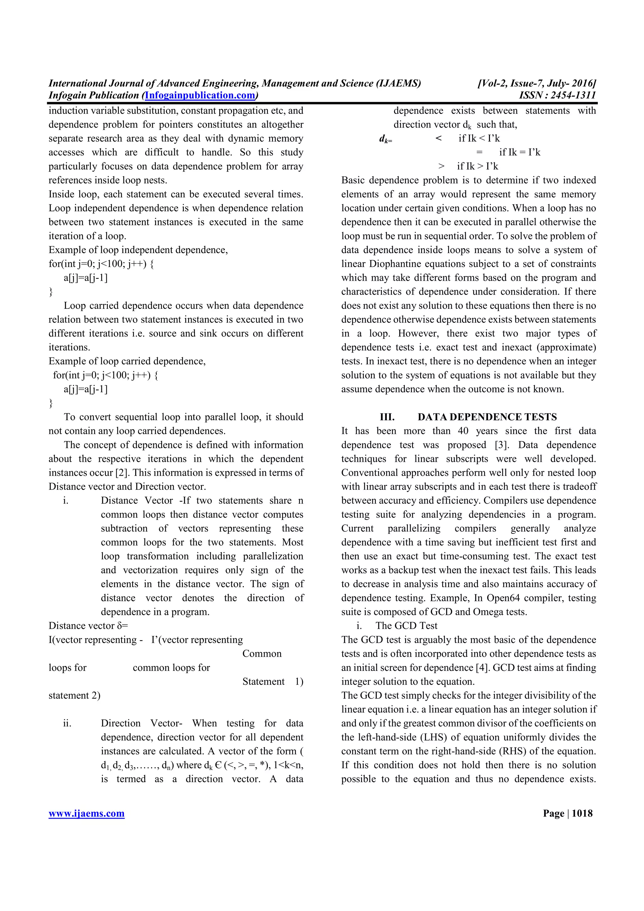 survey of different data dependence analysis techniques | PDF