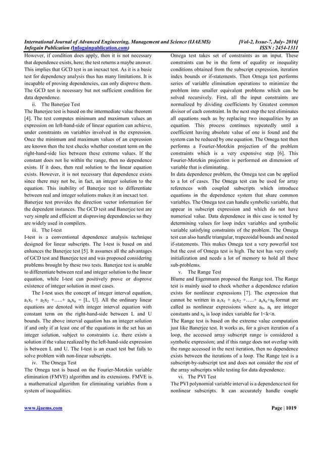 survey of different data dependence analysis techniques | PDF