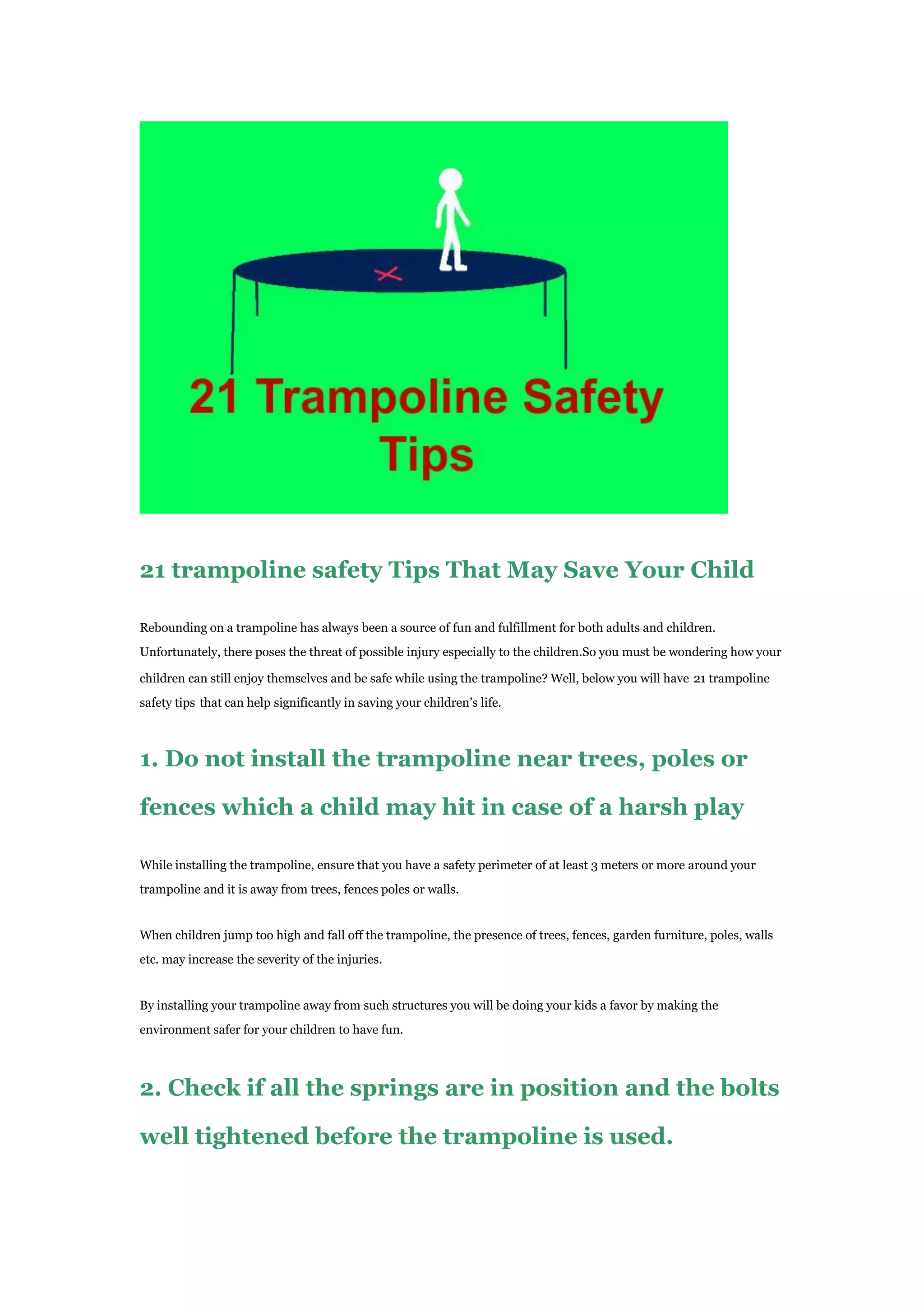 21 trampoline safety tips checking list | PDF