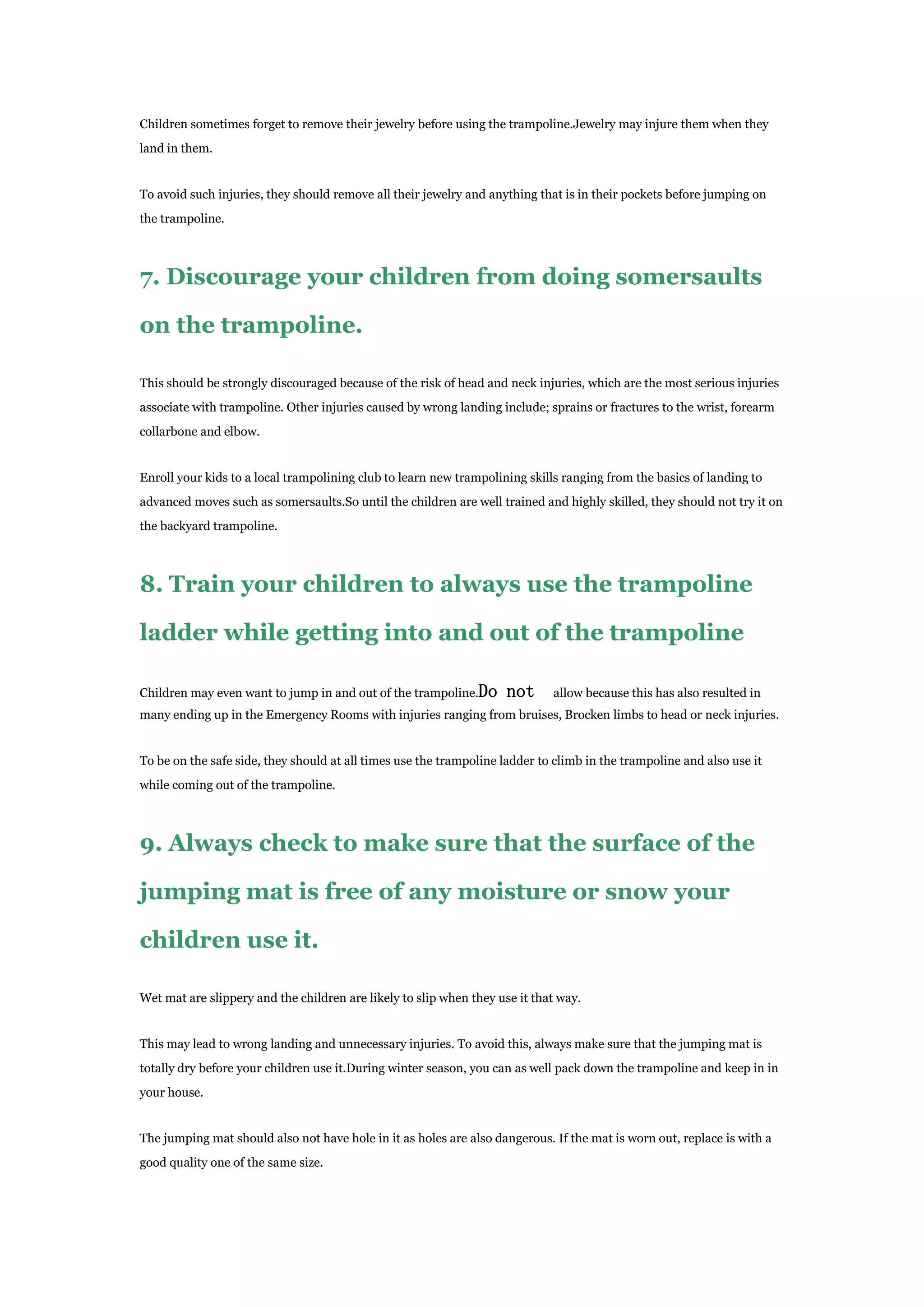 21 trampoline safety tips checking list | PDF