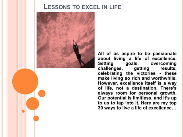21 ways to live excellent life | PPT