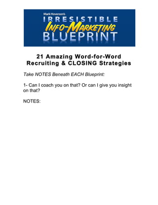 Mark Hoverson 21 Words Secret Blue Print | PDF