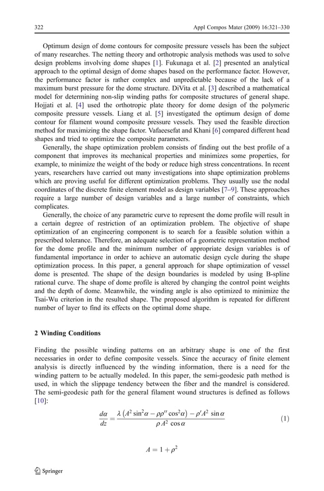 Dome Shape Optimization of Composite Pressure Vessels | PDF | Physics ...