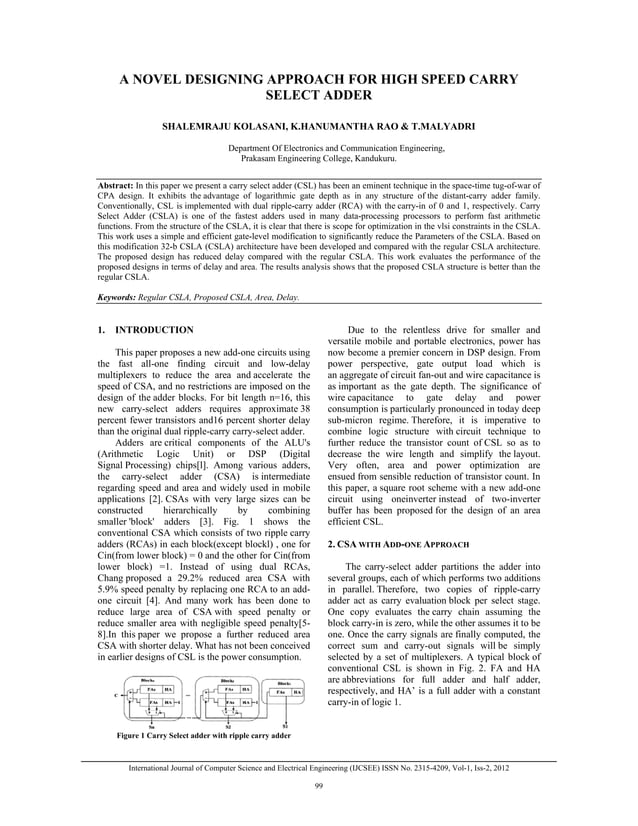 carry select adder | PDF | Programming Languages | Computing