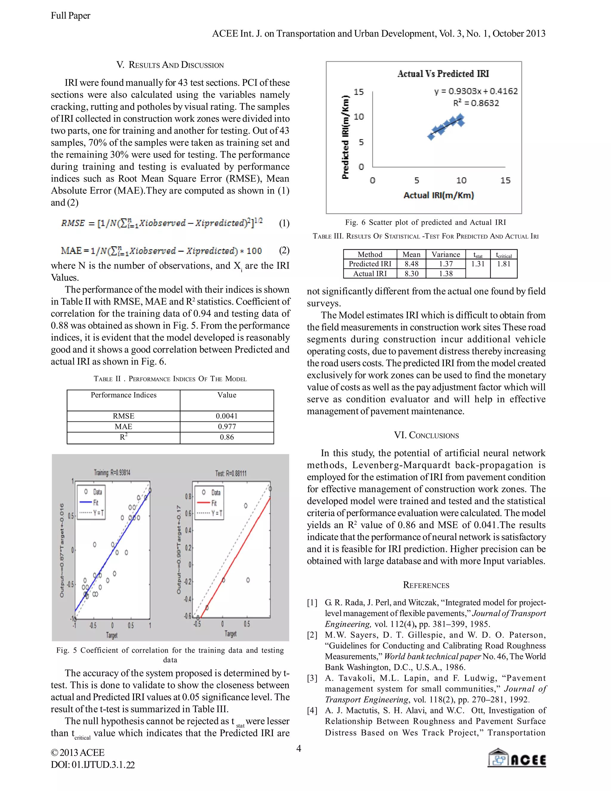 Estimation of IRI from PCI in Construction Work Zones | PDF