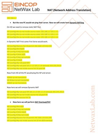 NAT (network address translation) & PAT (port address translation) | PDF