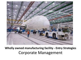 wholly owned manufacturing facility - entry strategies - corporate ...