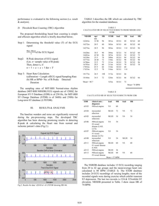TBC Algorithm to Detect R-Peak and HRV Analysis for Ischemia Heart Disease | PDF | Heart and ...