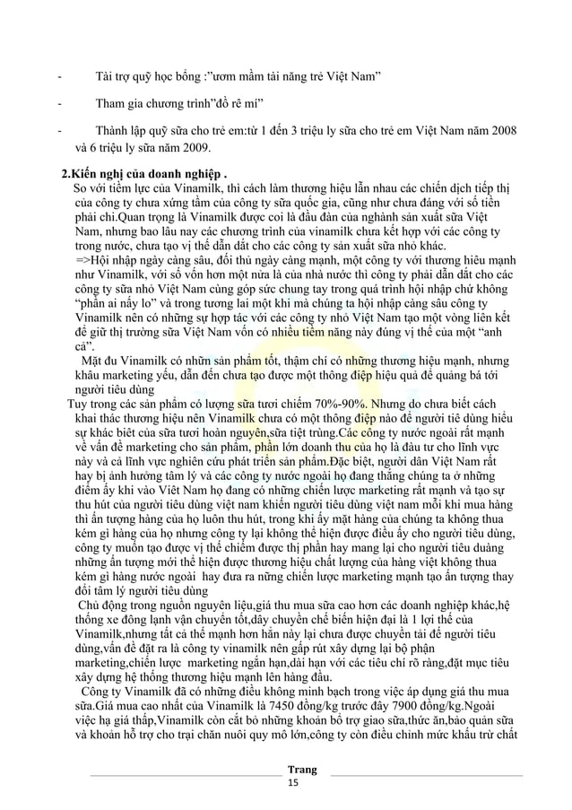 Tiểu luận phân tích chiến lược kinh doanh của công ty vinamilk_Nhận làm luận văn Miss Mai 0988. ...