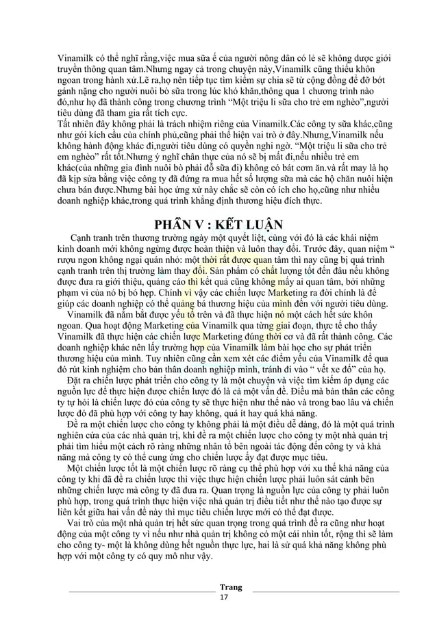 Tiểu luận phân tích chiến lược kinh doanh của công ty vinamilk_Nhận làm luận văn Miss Mai 0988. ...