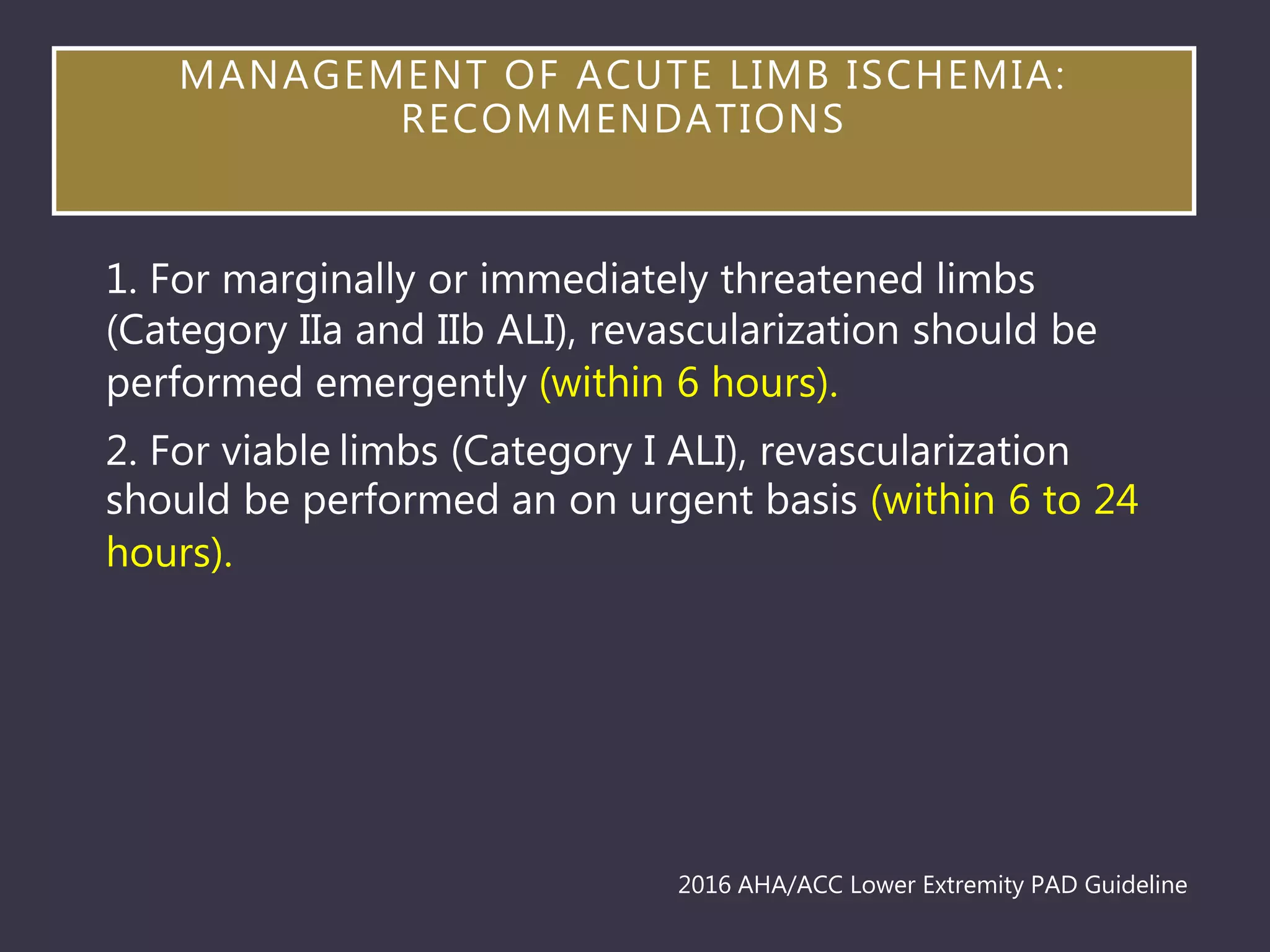22.2.2018 acute limb ischemia vs critical limb ischemia | PPTX