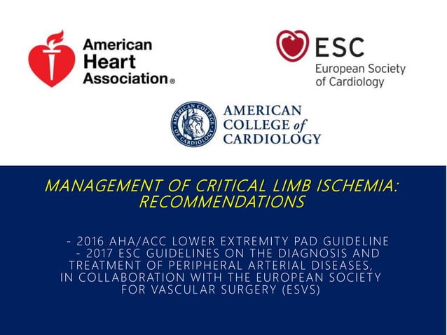 22.2.2018 acute limb ischemia vs critical limb ischemia | PPTX