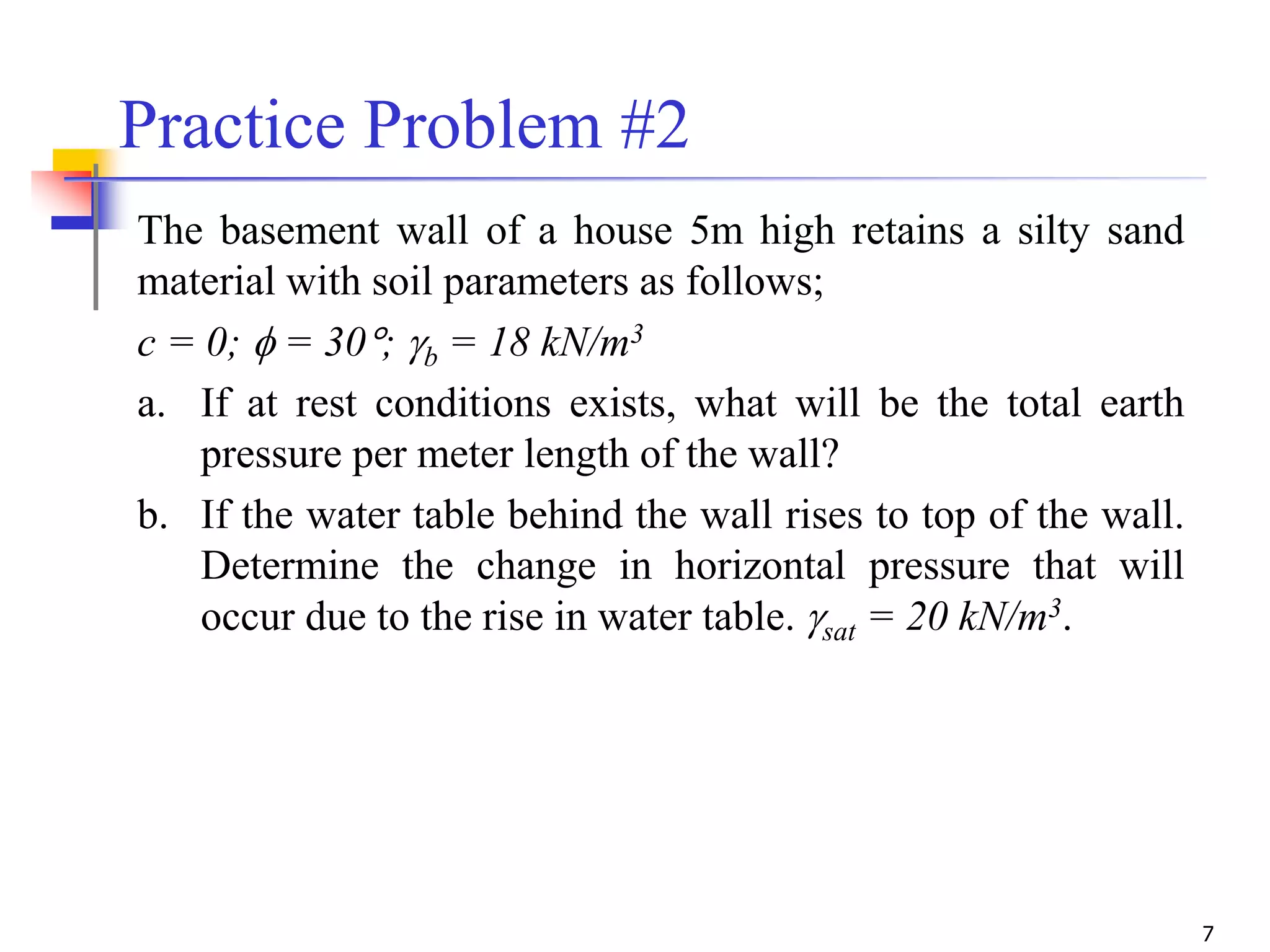 Geotechnical Engineering-II [Lec #22: Earth Pressure at Rest] | PPSX