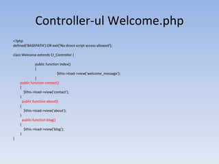 22. Integrarea unui sablon bootstrap in code igniter | PPT
