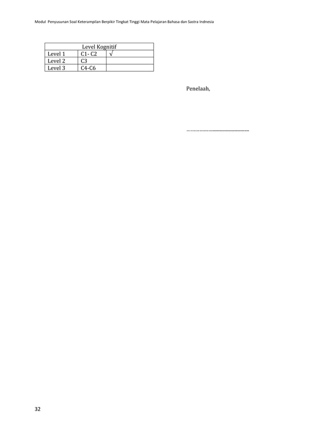 22. modul penyusunan soal hots bahasa dan sastra indonesia | PDF