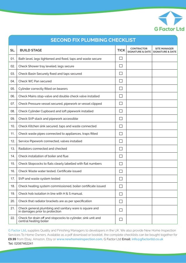 22 Second Fix Plumbing Checklist 22-second-fix-plumbing-checklist