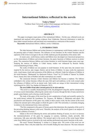 International folklore reflected in the novels | PDF