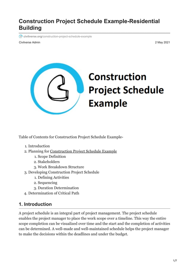 Construction Project Schedule Example- Residential Building | PDF ...