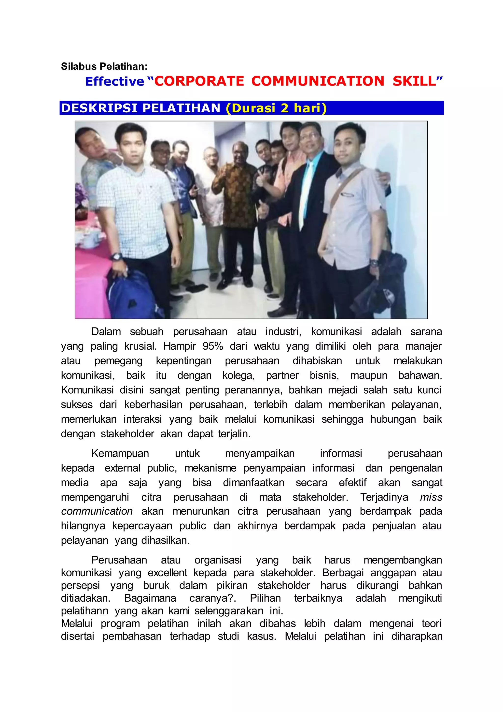 (2022) Silabus Pelatihan_ "Effective CORPORATE COMMUNICATION SKILLS" | PDF