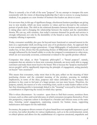 Purpose and leadership, an idea of sustainability | PDF