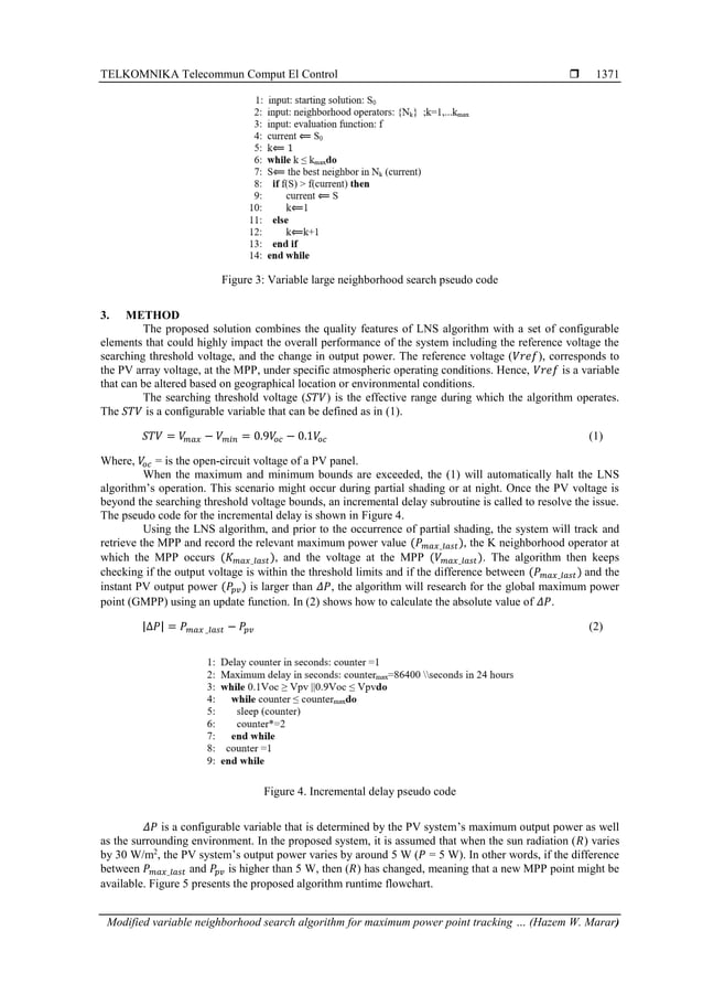 Modified Variable Neighborhood Search Algorithm For Maximum Power Point Tracking In Pv Systems 